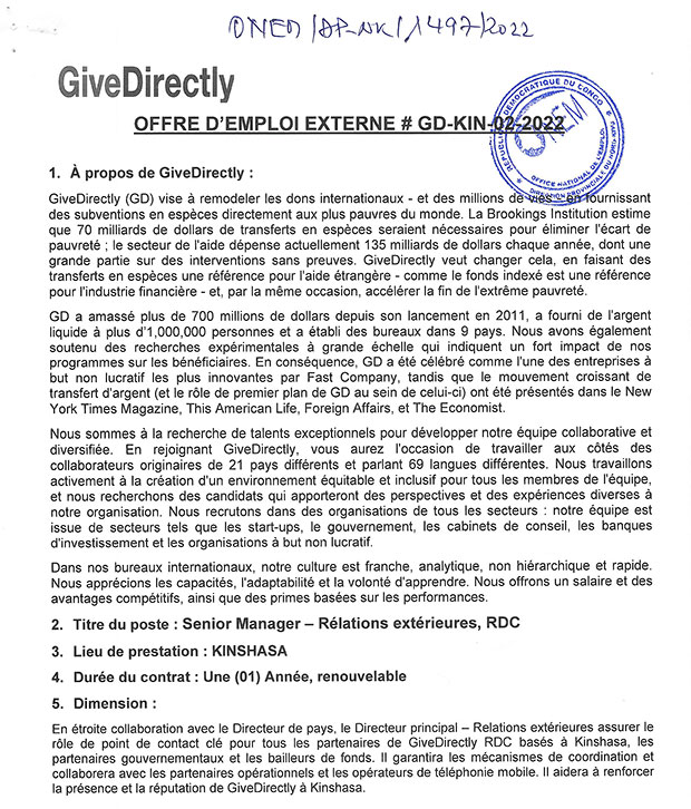 mediacongo.net - Offre d'emploi - Senior Manager