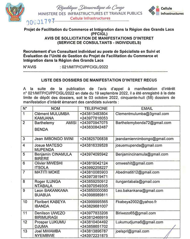 mediacongo.net - Offre d'emploi - Liste des dossiers : Spécialiste en ...