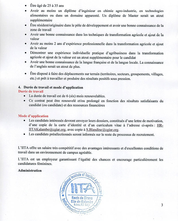 mediacongo.net - Offre d'emploi - Chargé (e) de la Transformation ... mediacongo.net - Offre d'emploi - Chargé (e) de la Transformation ...