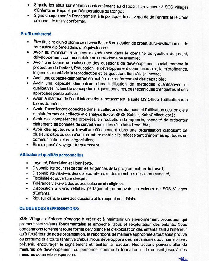 mediacongo.net - Offre d'emploi - Coordonnateur national suivi-évaluation