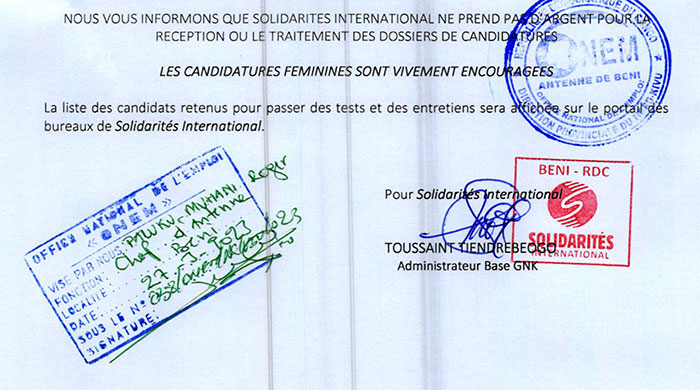 mediacongo.net - Offre d'emploi - Responsable de Programme multisectoriel