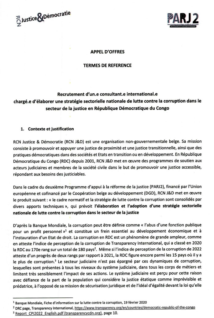 mediacongo.net - Offre d'emploi - Consultant(e) international(e) chargé ...