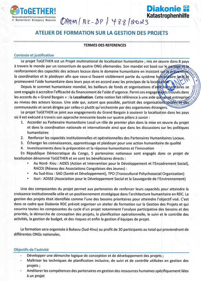 mediacongo.net - Offre d'emploi - Consultant(e) pour la Gestion des projets