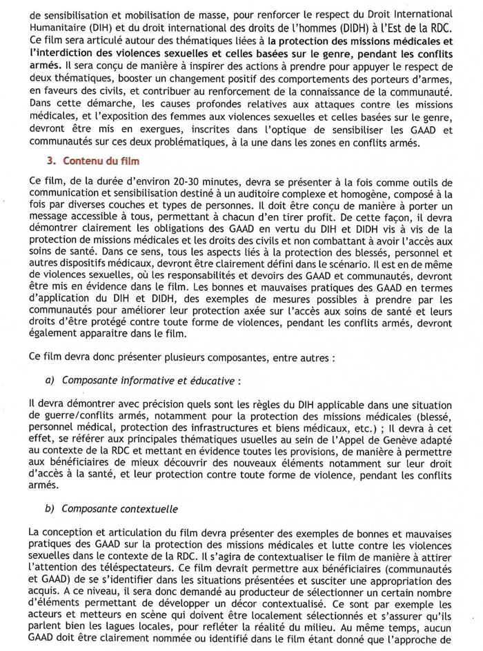 mediacongo.net - Offre d'emploi - Production d'un film sur le DIH en RDC