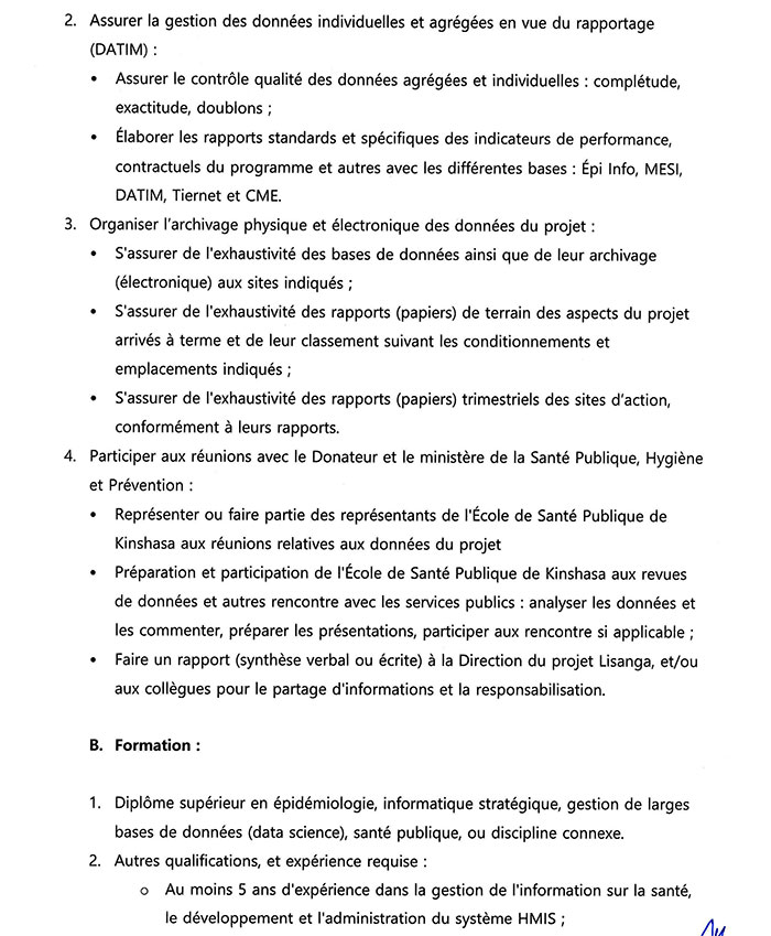 mediacongo.net - Offre d'emploi - Gestionnaire de l'Information stratégique et responsable du ...