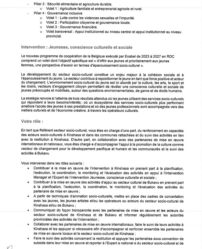 mediacongo.net - Offre d'emploi - Référent secteur socio-culturel