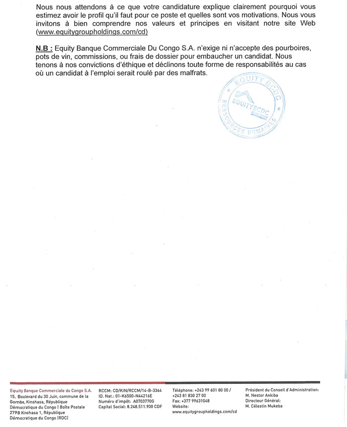 mediacongo.net - Offre d'emploi - Délégué commercial Retail