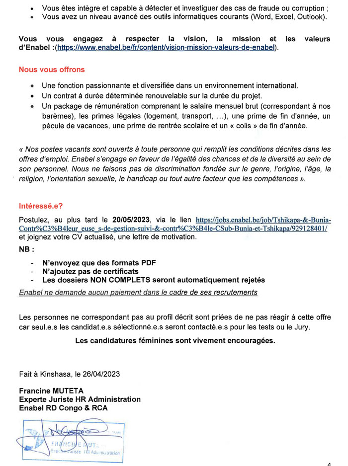 mediacongo.net - Offre d'emploi - Contrôleur(euse)s de Gestion