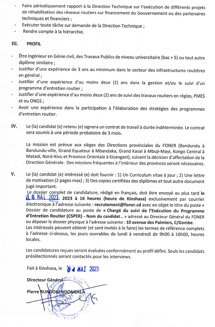 mediacongo.net - Offre d'emploi - Chargé du suivi de l'Exécution du ... mediacongo.net - Offre d'emploi - Chargé du suivi de l'Exécution du ...