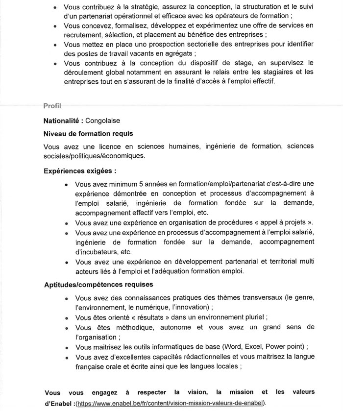 mediacongo.net - Offre d'emploi - Expert(e) en formation et insertion professionnelle