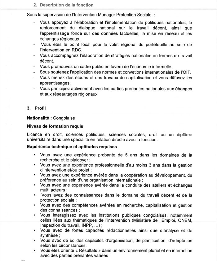 mediacongo.net - Offre d'emploi - Expert en politique et recherche en travail décent et ...