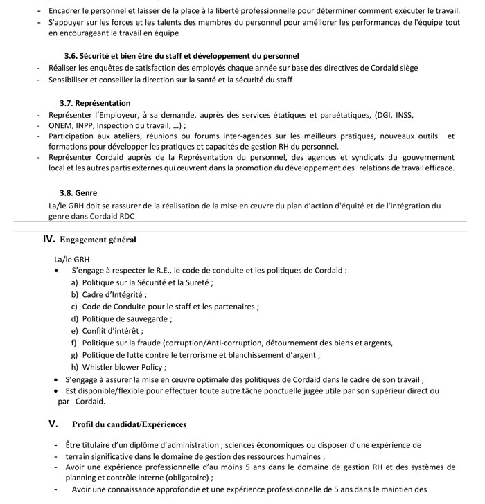 mediacongo.net - Offre d'emploi - Gestionnaire des Ressources Humaines