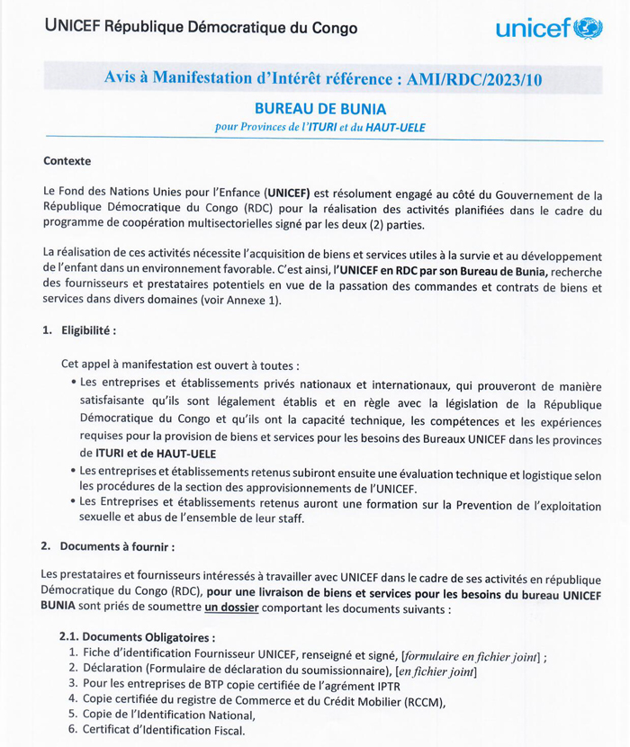 mediacongo.net - Offre d'emploi - Identification des Fournisseurs ...