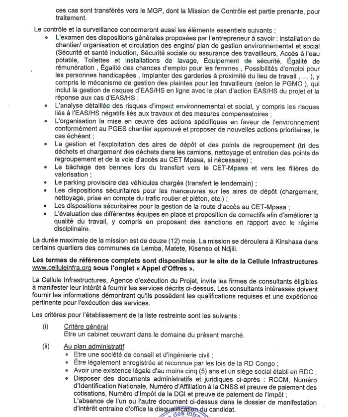 mediacongo.net - Offre d'emploi - Consultant / firme / Cabinet en charge du contrôle et de la ...