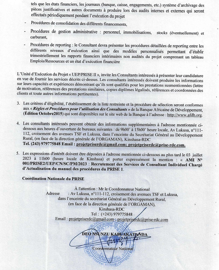 mediacongo.net - Offre d'emploi - Consultant Individuel Chargé d'Actualisation du manuel des ...