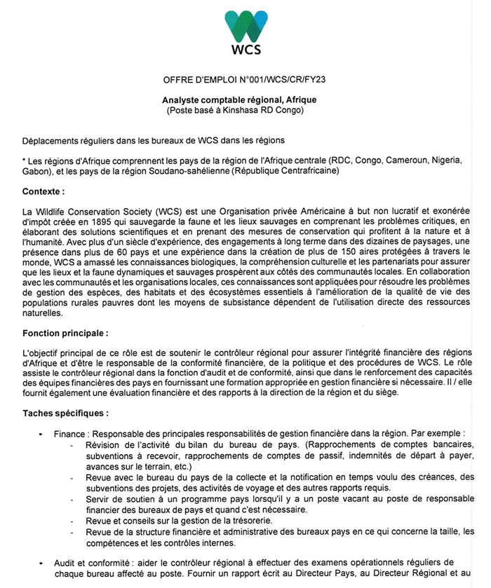 mediacongo.net - Offre d'emploi - Analyste comptable régional