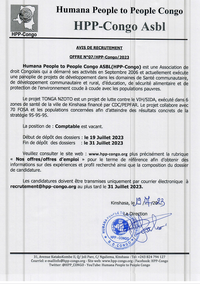 mediacongo.net - Offre d'emploi - Comptable