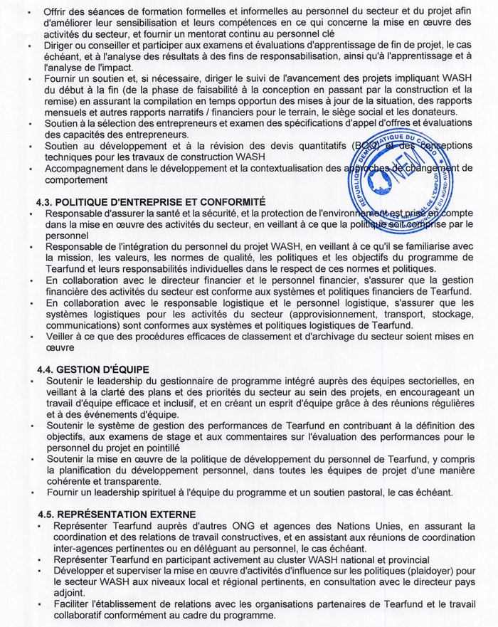 mediacongo.net - Offre d'emploi - WASH Advisor (Conseiller WASH)