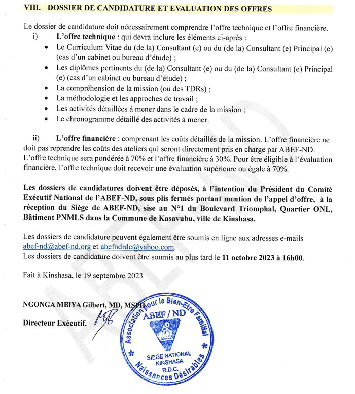 mediacongo.net - Offre d'emploi - Consultant ou Cabinet pour évaluer l'ancien plan stratégique ...