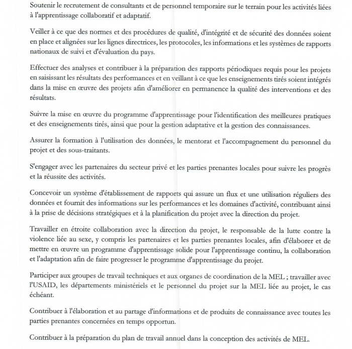 mediacongo.net - Offre d'emploi - Responsable du suivi, de l'évaluation et de l'apprentissage (MEL)