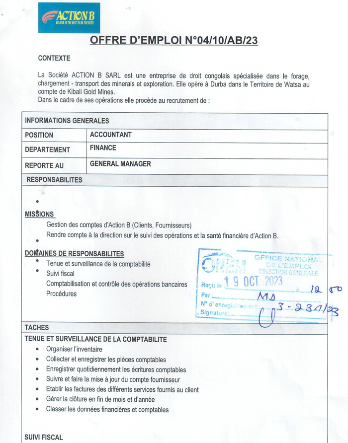 mediacongo.net - Offre d'emploi - Accountant