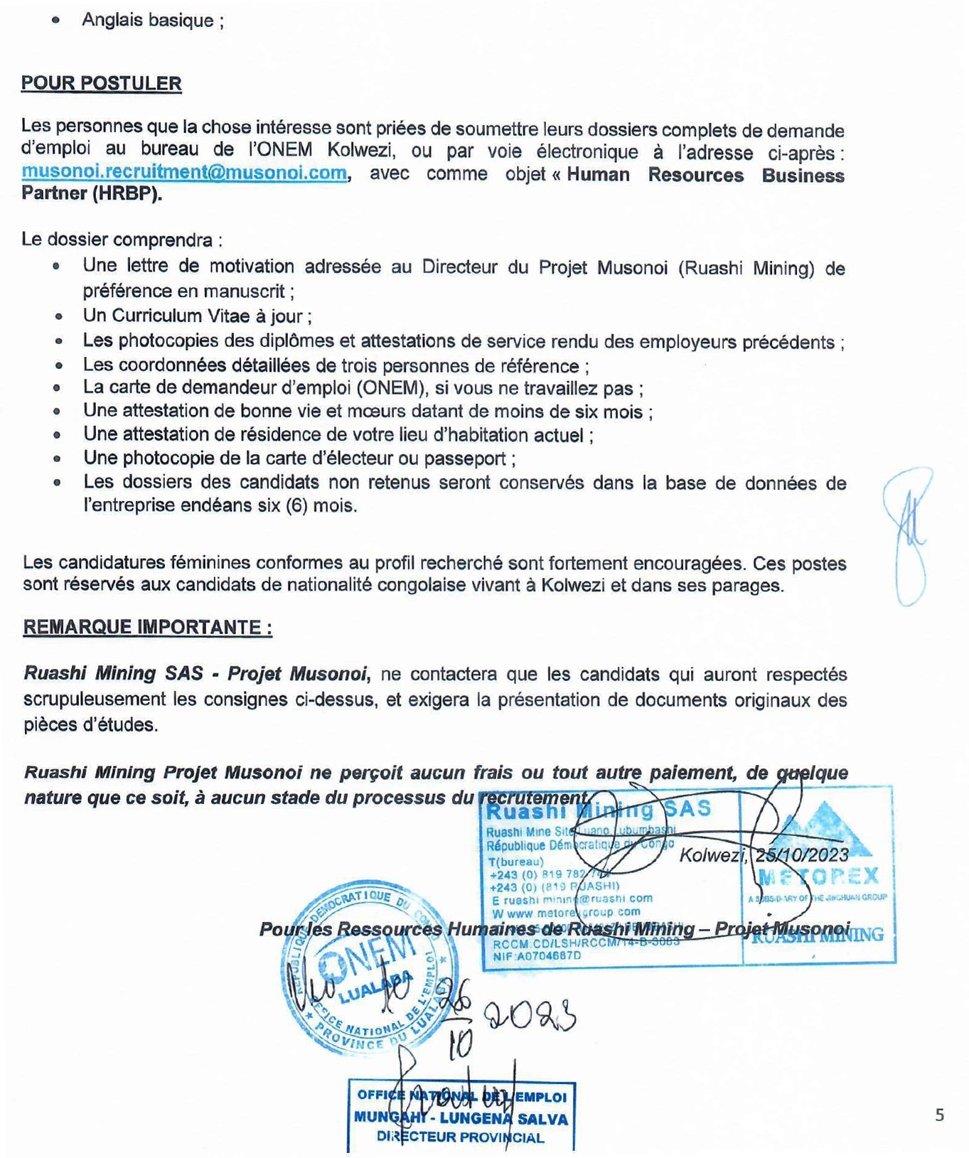 mediacongo.net - Offre d'emploi - Human Resources Business Partner