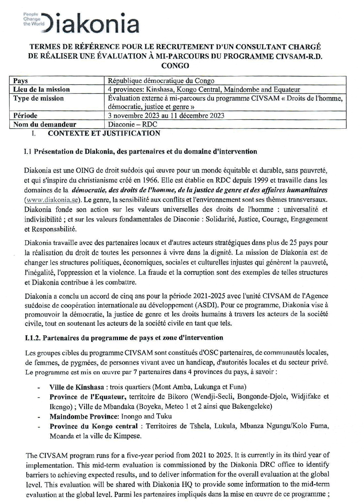 mediacongo.net - Offre d'emploi - Consultant chargé de réaliser une ...