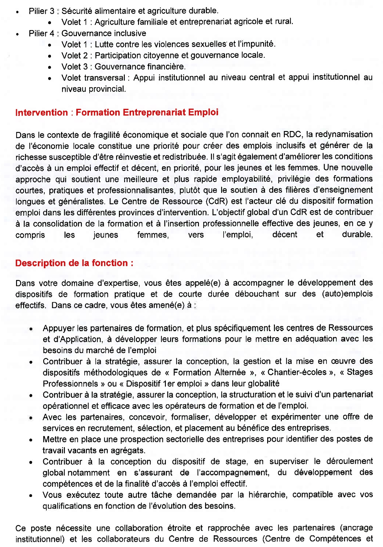 mediacongo.net - Offre d'emploi - Expert(e) en formation et insertion professionnelle