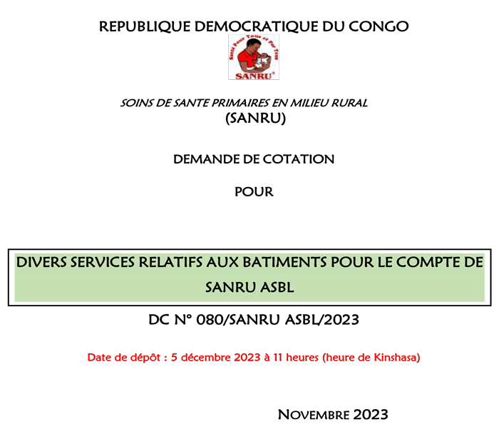 mediacongo.net - Offre d'emploi - Services divers sur bâtiments pour le ... mediacongo.net - Offre d'emploi - Services divers sur bâtiments pour le ...