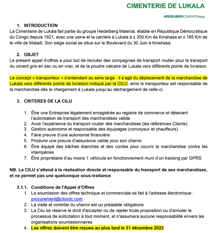 mediacongo.net - Offre d'emploi - compagnies de transport routier pour ...