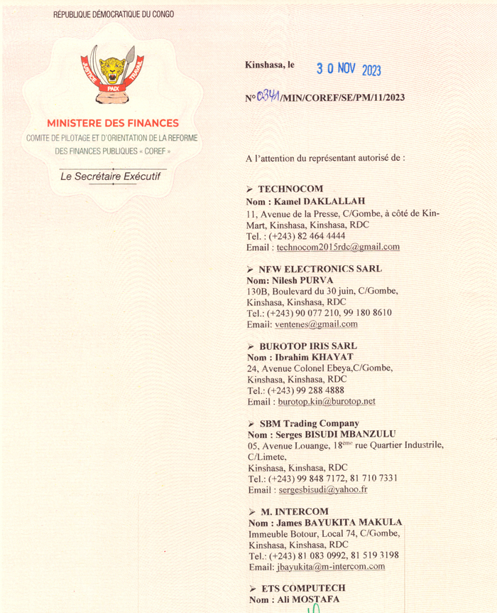 mediacongo.net - Offre d'emploi - ATTRIBUTION DU MARCHE : Acquisition des matériels et ...