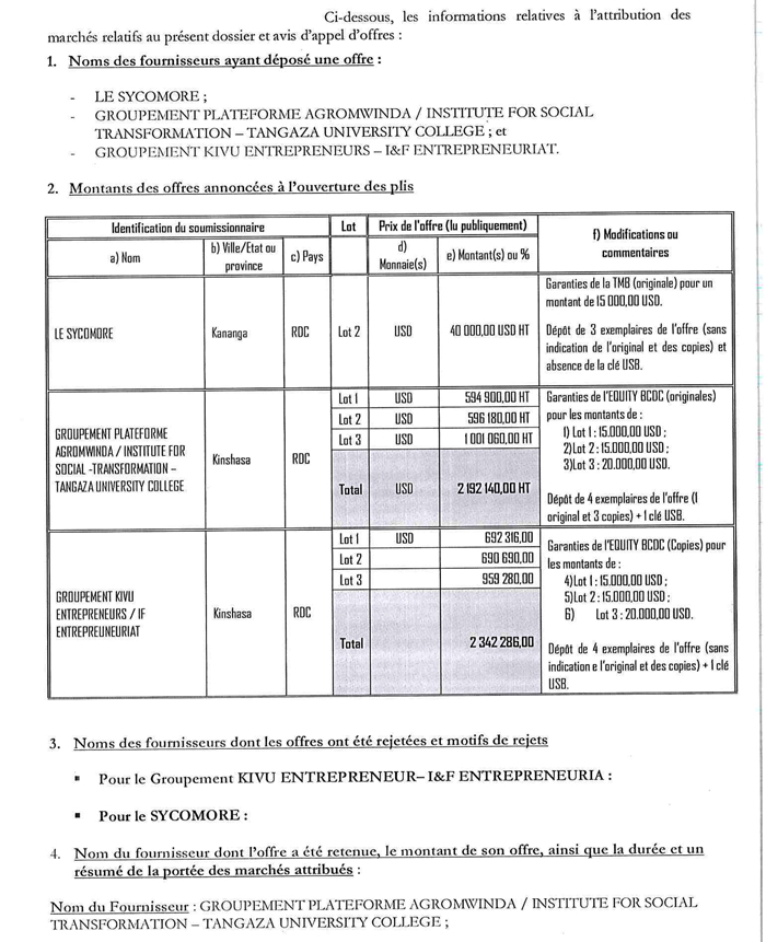 mediacongo.net - Offre d'emploi - ATTRIBUTION DU MARCHE : Firme en ...