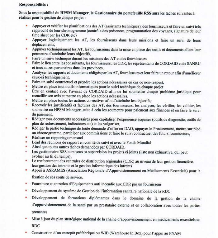 mediacongo.net - Offre d'emploi - Gestionnaire de Portefeuille RSS CORDAID