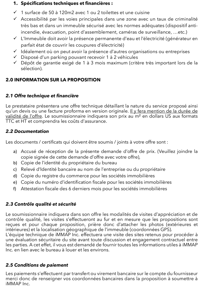 mediacongo.net - Offre d'emploi - Location d'un Bureau