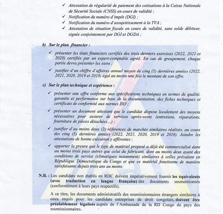 mediacongo.net - Offre d'emploi - Fourniture et installation d'un ...