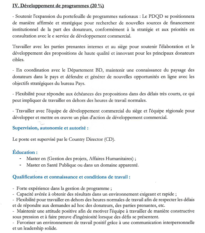 mediacongo.net - Offre d'emploi - Programme Development and Quality (PDQ) Director