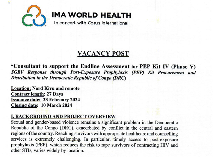 mediacongo.net - Offre d'emploi - Consultant to support the Endline ...