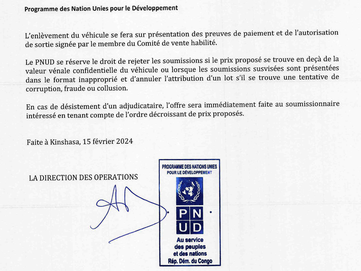 mediacongo.net - Offre d'emploi - Avis de Vente