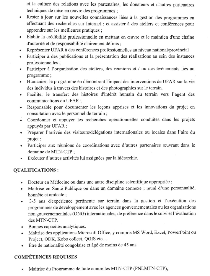 mediacongo.net - Offre d'emploi - Medical Program Officer
