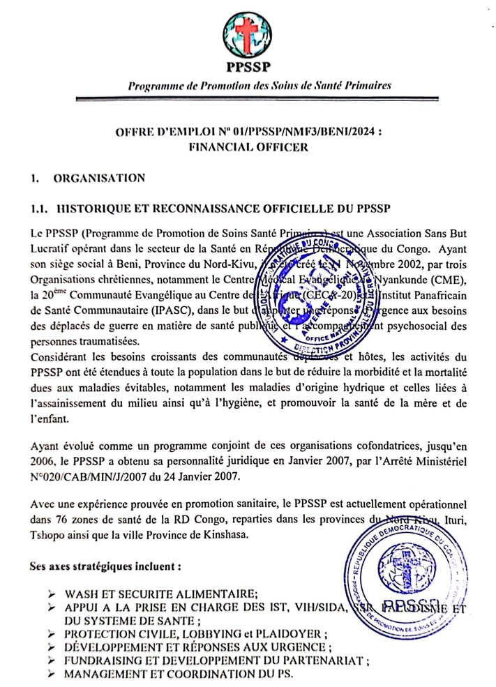 mediacongo.net - Offre d'emploi - Financial Officer