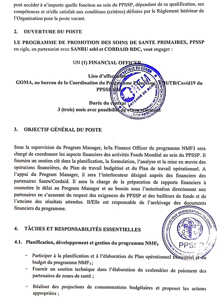 mediacongo.net - Offre d'emploi - Financial Officer