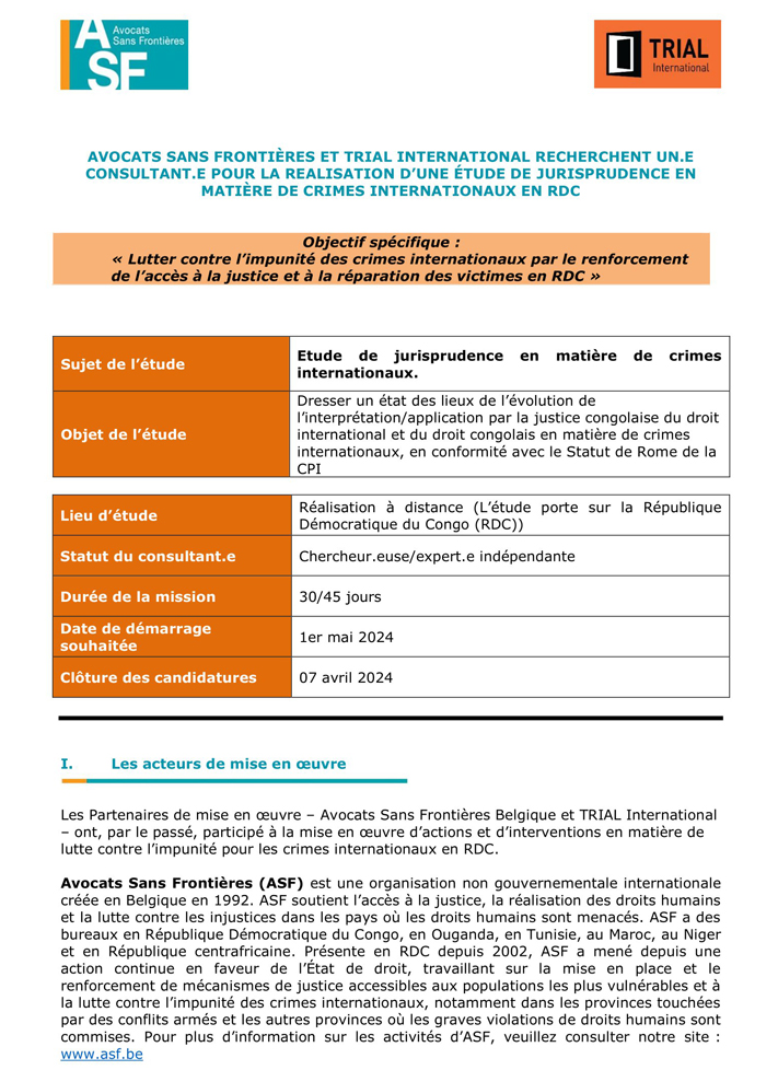 mediacongo.net - Offre d'emploi - Consultant(e) pour la réalisation d ...