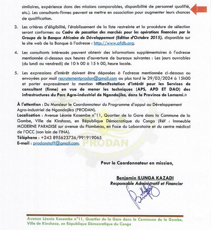 mediacongo.net - Offre d'emploi - Consultant (firme) en vue de mener ...