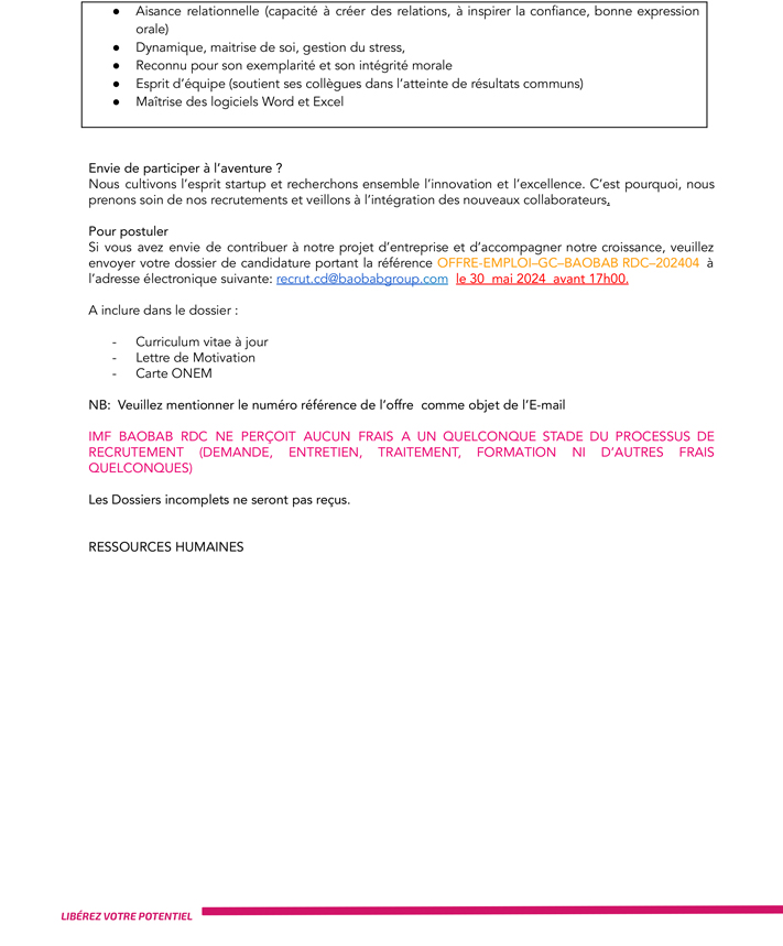 mediacongo.net - Offre d'emploi - Gestionnaire Clientèle