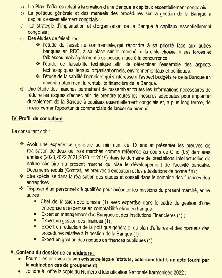 mediacongo.net - Offre d'emploi - Consultant (Cabinet/firme) pour ...