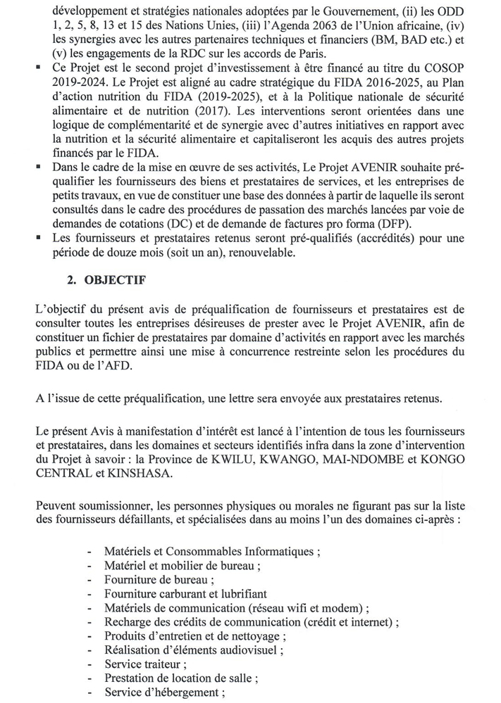 mediacongo.net - Offre d'emploi - Constitution d'une base des données des Fournisseurs ...