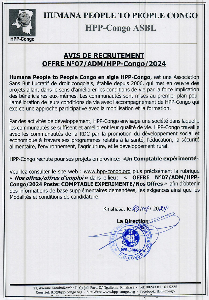 mediacongo.net - Offre d'emploi - Comptable expérimenté