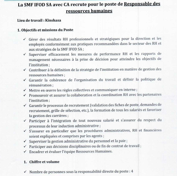 mediacongo.net - Offre d'emploi - Responsable des ressources humaines