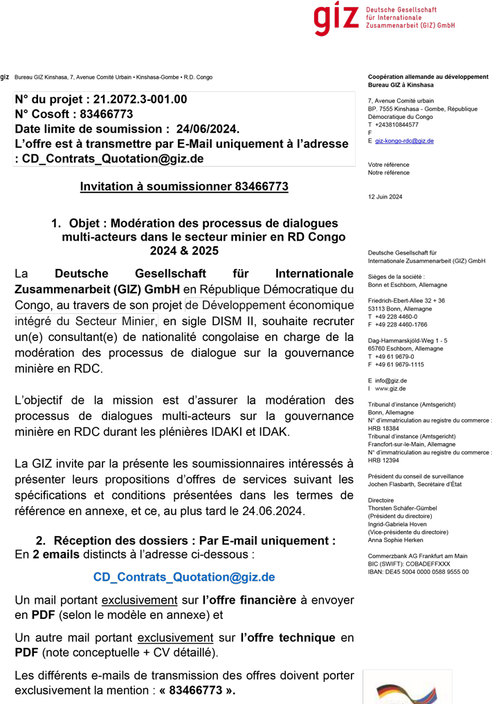 mediacongo.net - Offre d'emploi - Modération des processus de dialogues ...