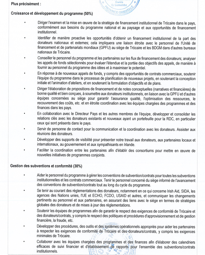 mediacongo.net - Offre d'emploi - Gestionnaire du développement des entreprises et des subventions